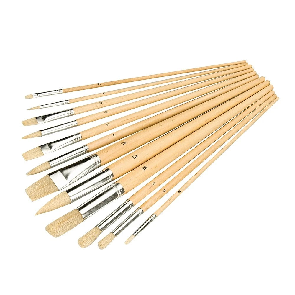 12 PIECE MIXED TIPS ARTISTS PAINT BRUSH SET | 1-12mm BRUSHES ...